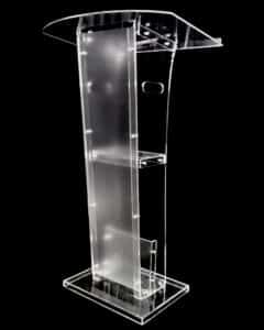 Clear Lucite Podium - Stuart Event Rentals