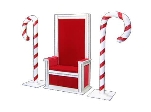 Santa Chair and Candy Canes | Stuart Event Rentals